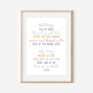 Hail Mary Printable Wall Art for Kids -- the Hail Mary Prayer, Catholic ...