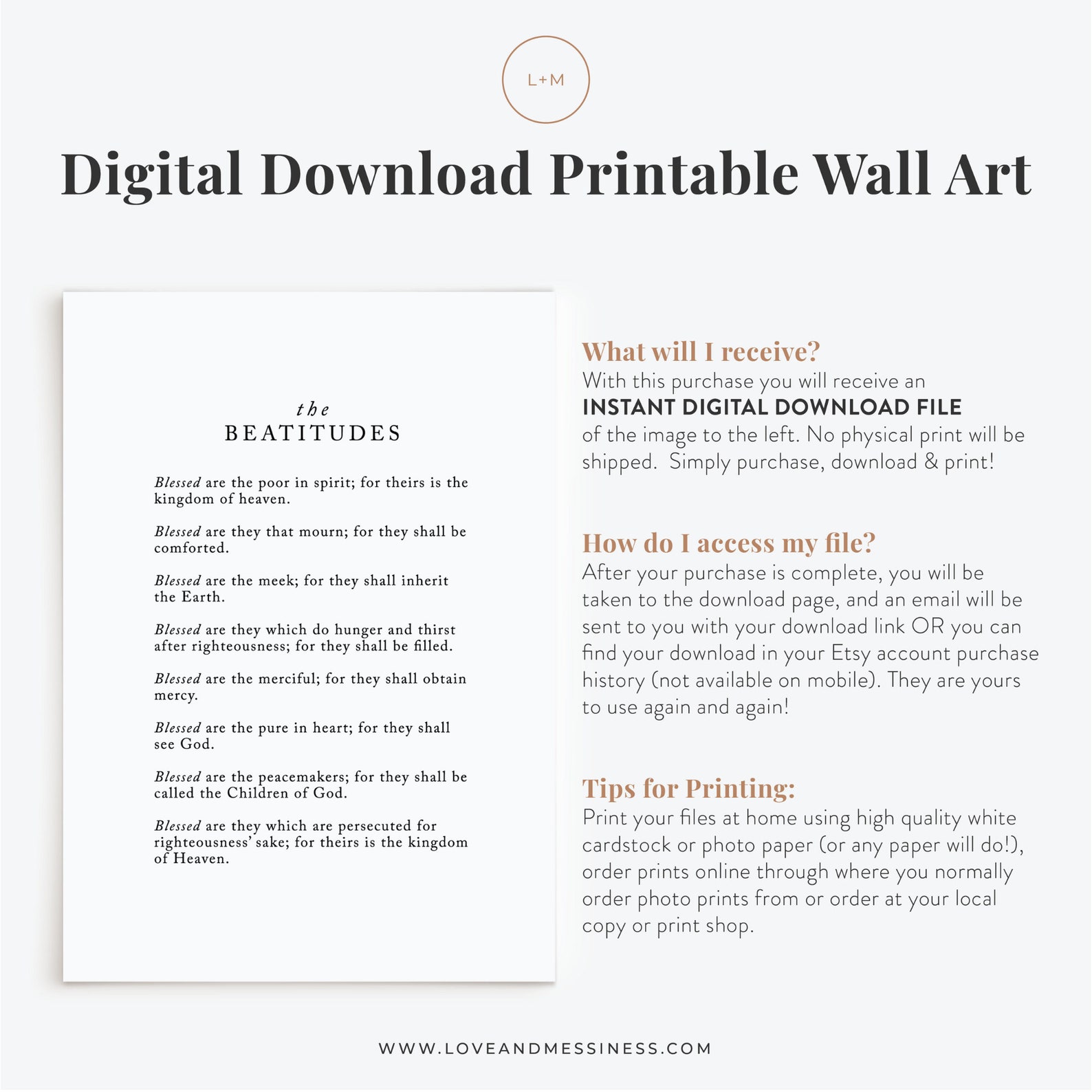 Catholic Print BUNDLE - 10 Commandments & the Beatitudes Prayer ...