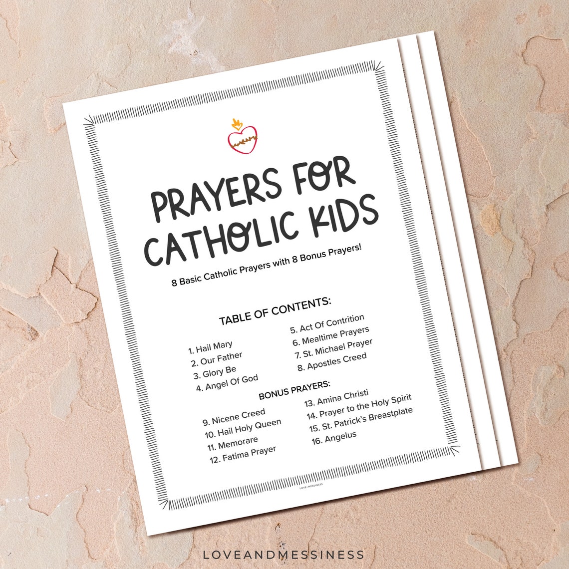 Prayers for Catholic Kids Printable Prayer Packet -- Beginner Catholic ...