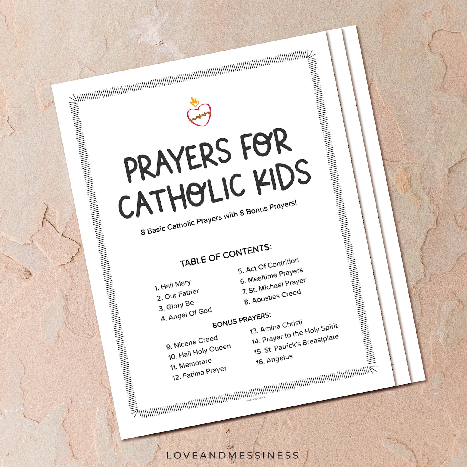 Prayers for Catholic Kids Printable Prayer Packet Beginner Catholic ...