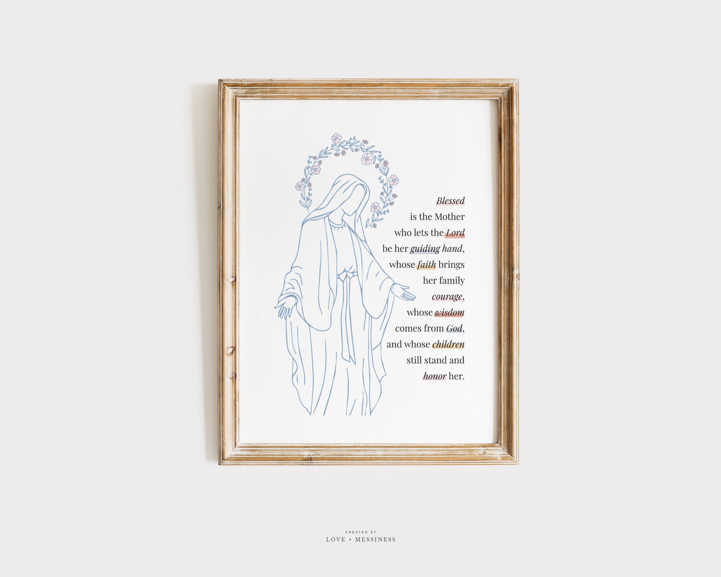 Mothers Blessing Printable - Blessed Virgin Mary Print, Catholic Wall ...
