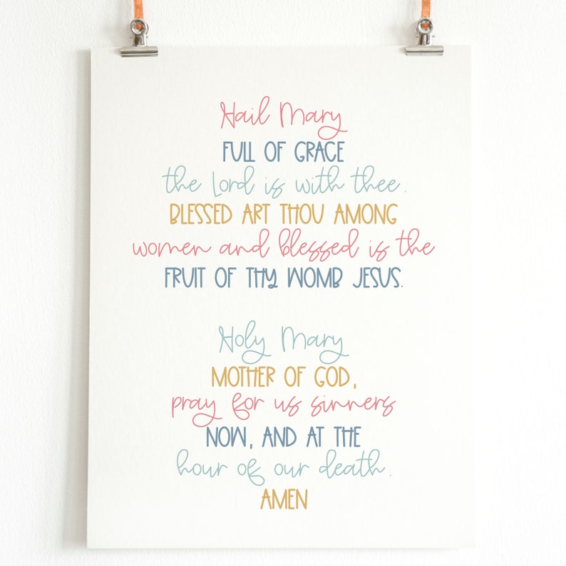 Hail Mary Printable Wall Art for Kids the Hail Mary Prayer - Etsy