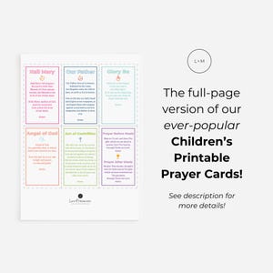Children's Printable Prayers - Set of 6 Catholic Prayers, Printable ...