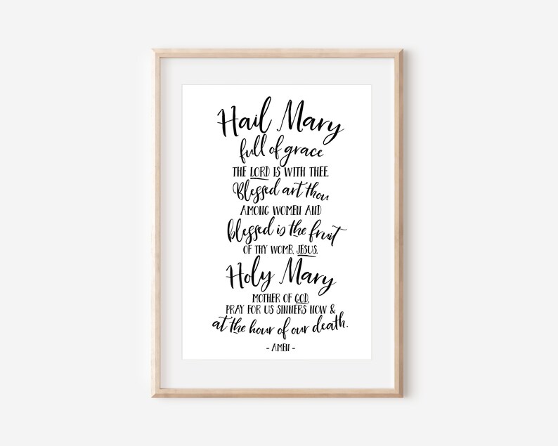 Hail Mary Printable Catholic Prayer Catholic Home Decor - Etsy