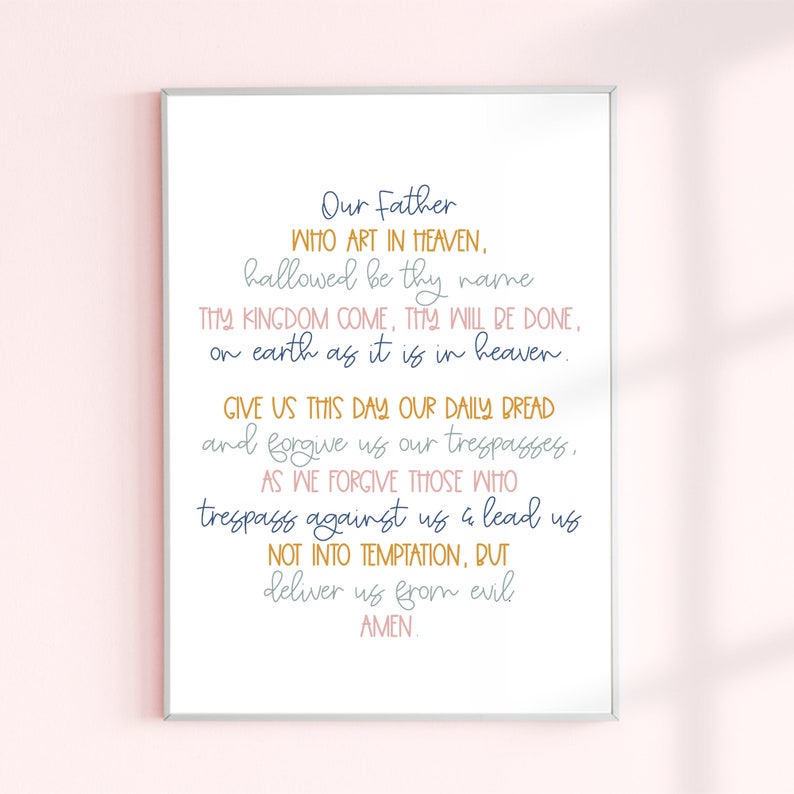 Our Father Prayer Printable for Kids the Our Father Prayer - Etsy