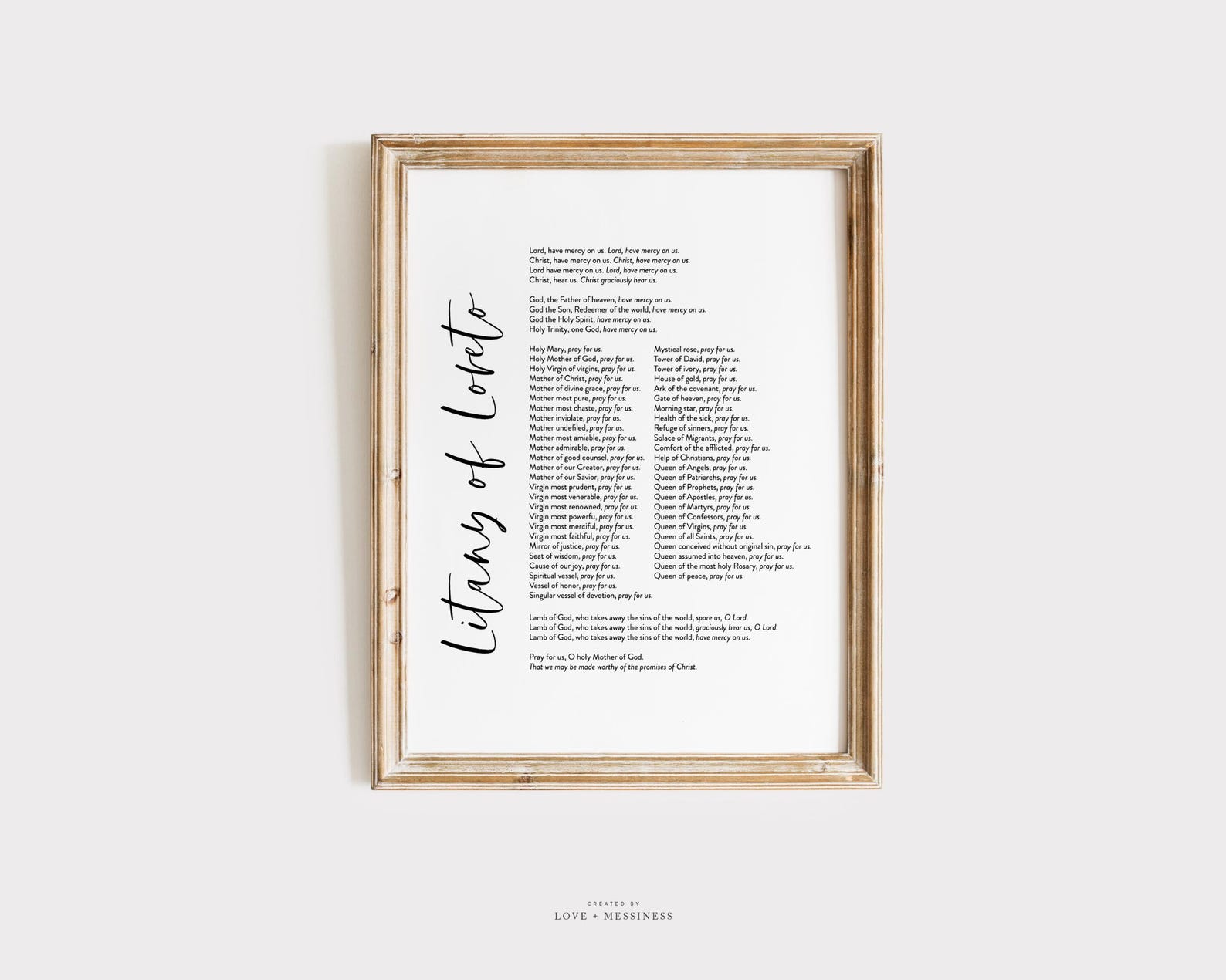Litany of Loreto Prayer Printable - Litany of the Blessed Virgin Mary ...