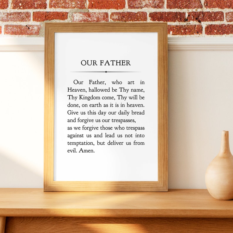 Our Father Prayer Printable the Lords Prayer Art Print | Etsy