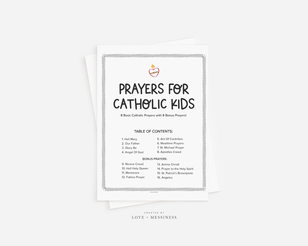 Prayers for Catholic Kids Printable Prayer Packet -- Beginner Catholic ...