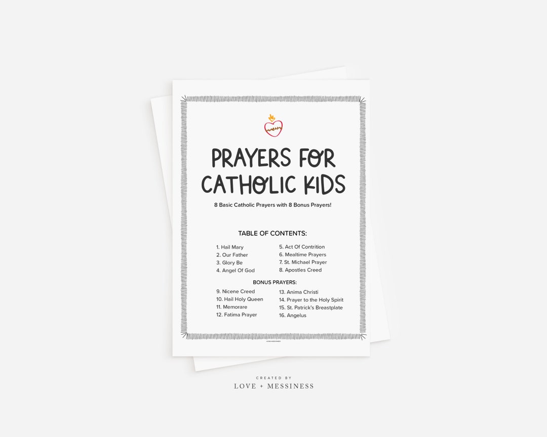 Prayers For Catholic Kids Printable Prayer Packet Beginner Etsy