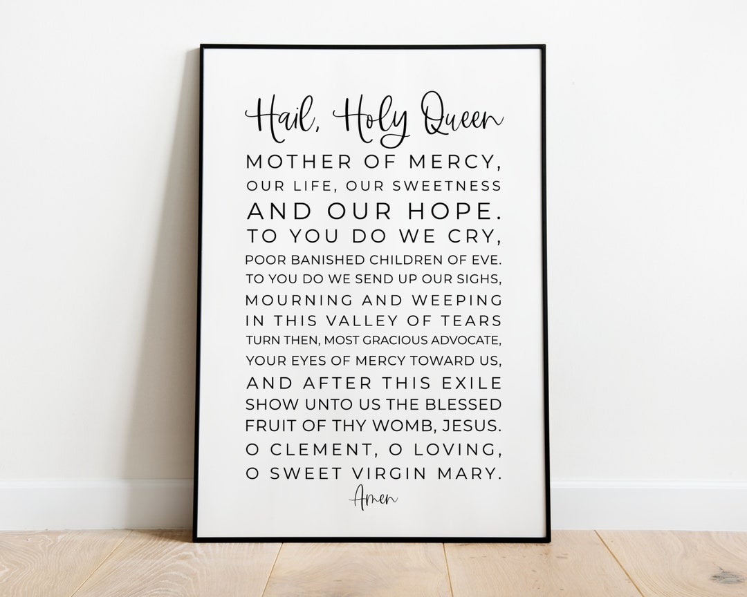 Hail Holy Queen Printable Wall Art Salve Regina Catholic Prayer, Marian ...