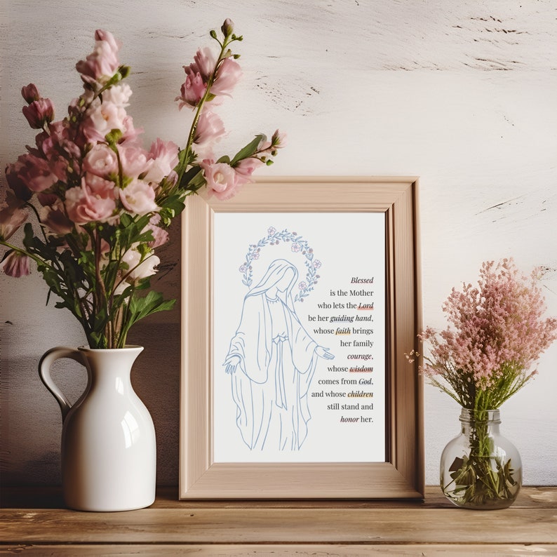 Mothers Blessing Printable - Blessed Virgin Mary Print, Catholic Wall ...