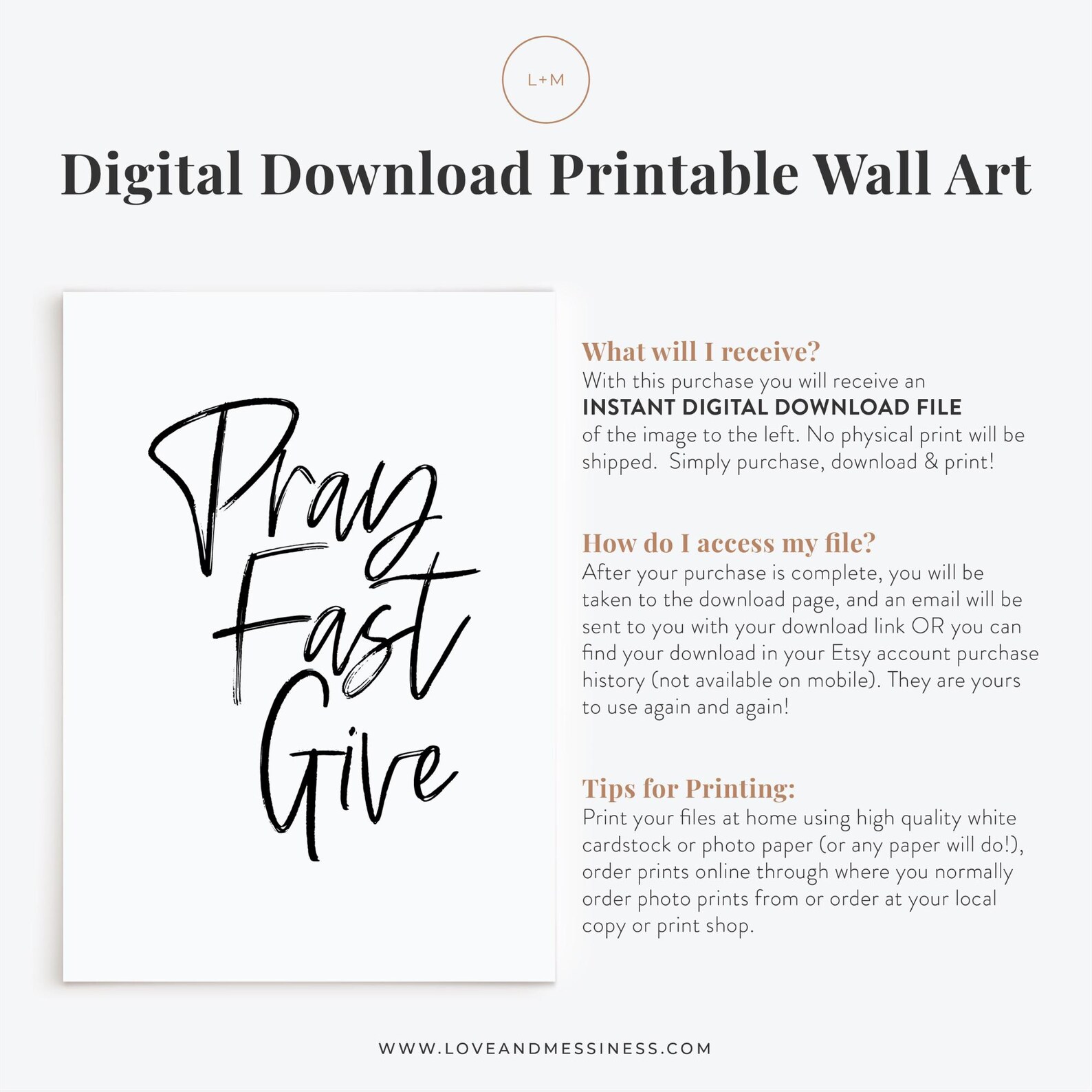 Lent Printable Art – Pray, Fast, Give, Catholic Decor (digital Download ...