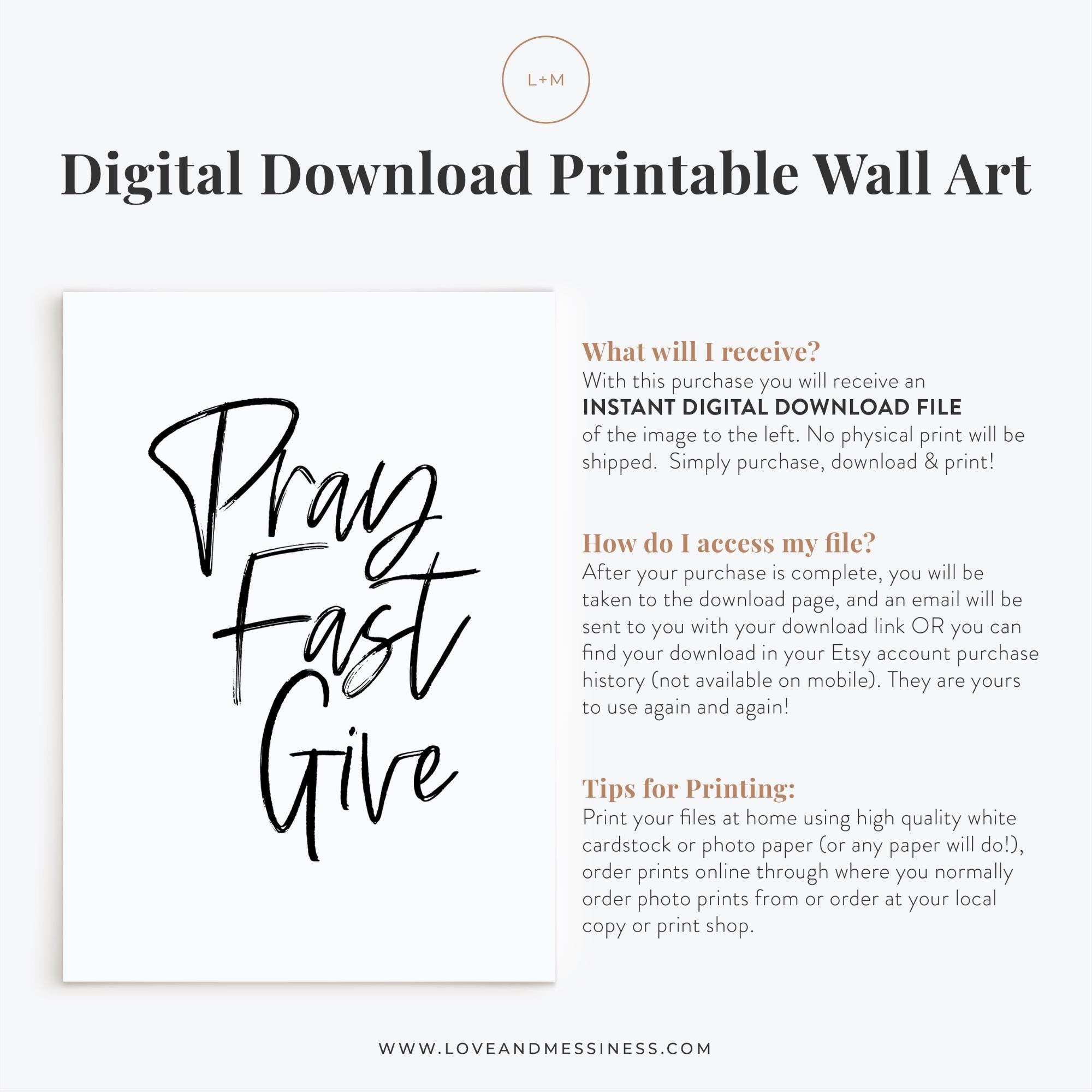 Lent Printable Art – Pray, Fast, Give, Catholic Decor (digital Download ...
