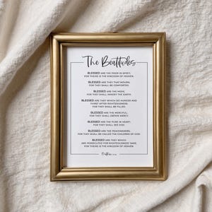 The Beatitudes Printable Wall Art - Matthew 5:3-10, Christian Bible ...