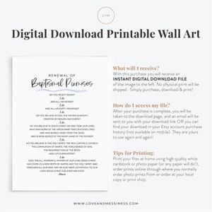 Baptism Printable - Baptismal Promises, Baptism Renewal, Catholic ...