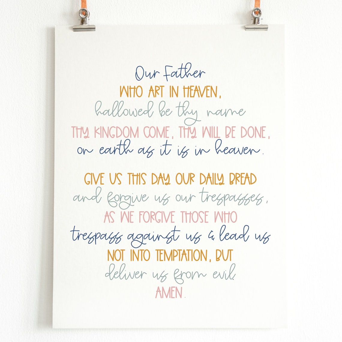 Our Father Prayer Printable for Kids the Our Father Prayer - Etsy