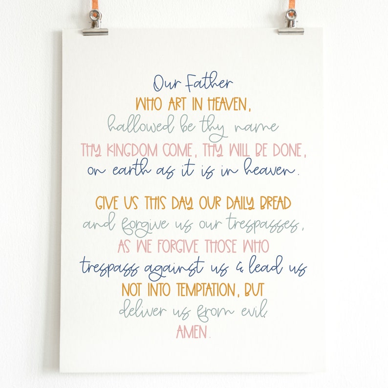 Our Father Prayer Printable for Kids the Our Father Prayer - Etsy