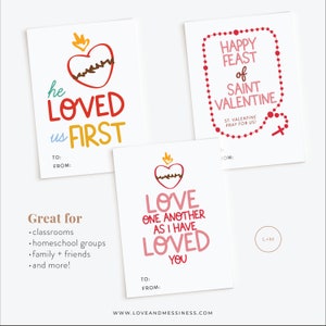 Catholic Kids Valentine Cards : Set of 6 Catholic Valentine Cards for ...