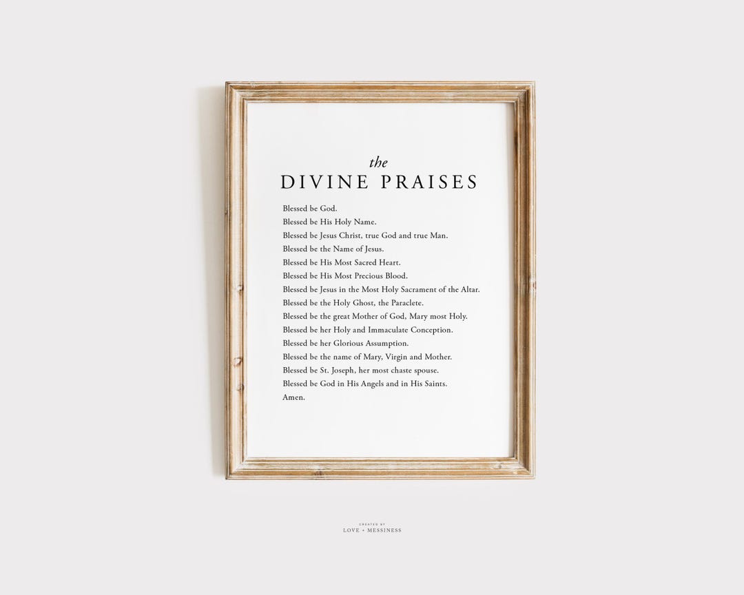 Divine Praises Wall Art - Benediction Wall Art, Blessed Be God Prayer ...