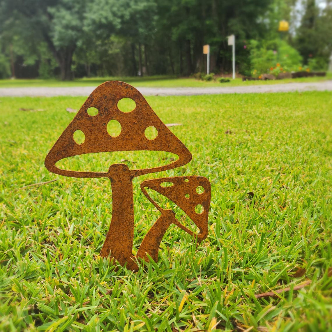 Handmade Metal Mushroom Garden Art - Rusted Garden Decor - Etsy