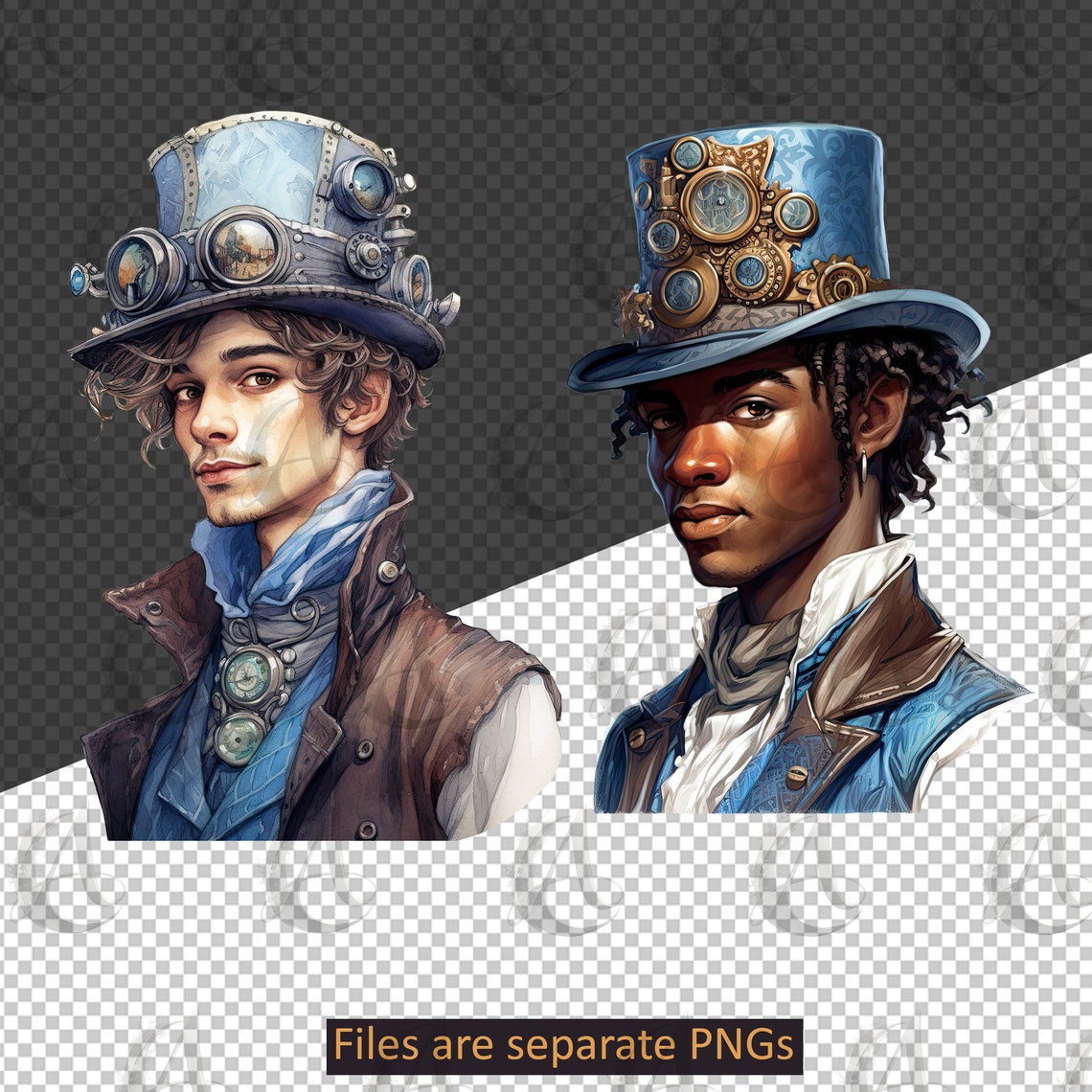 Blue Steampunk Clipart Set No.2 Transparent PNG Instant Download ...