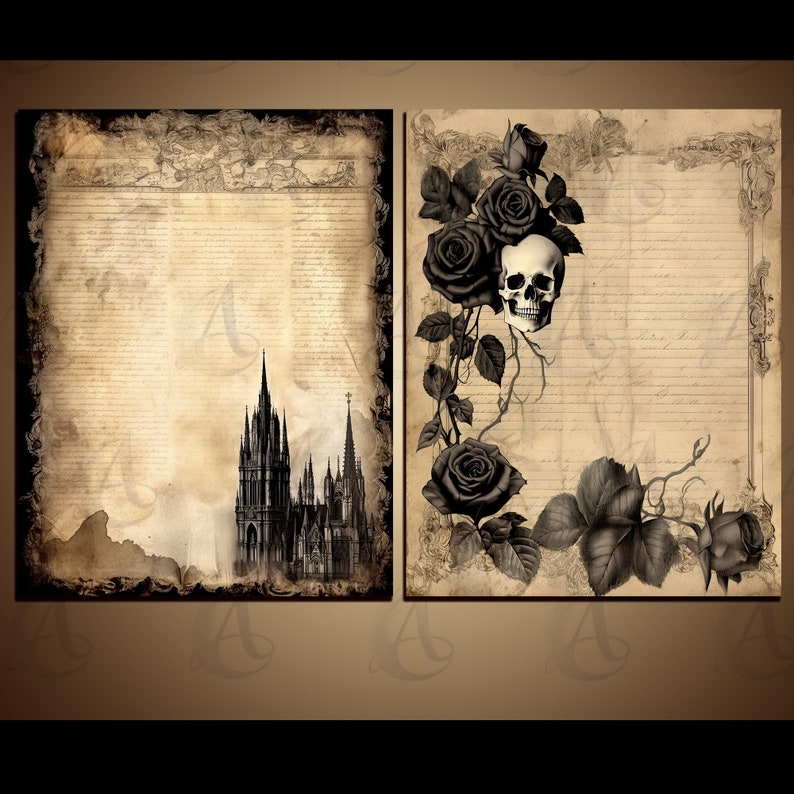 Gothic Vintage Style Old Paper Letter 8.5x11 Vertical - JPG Instant ...