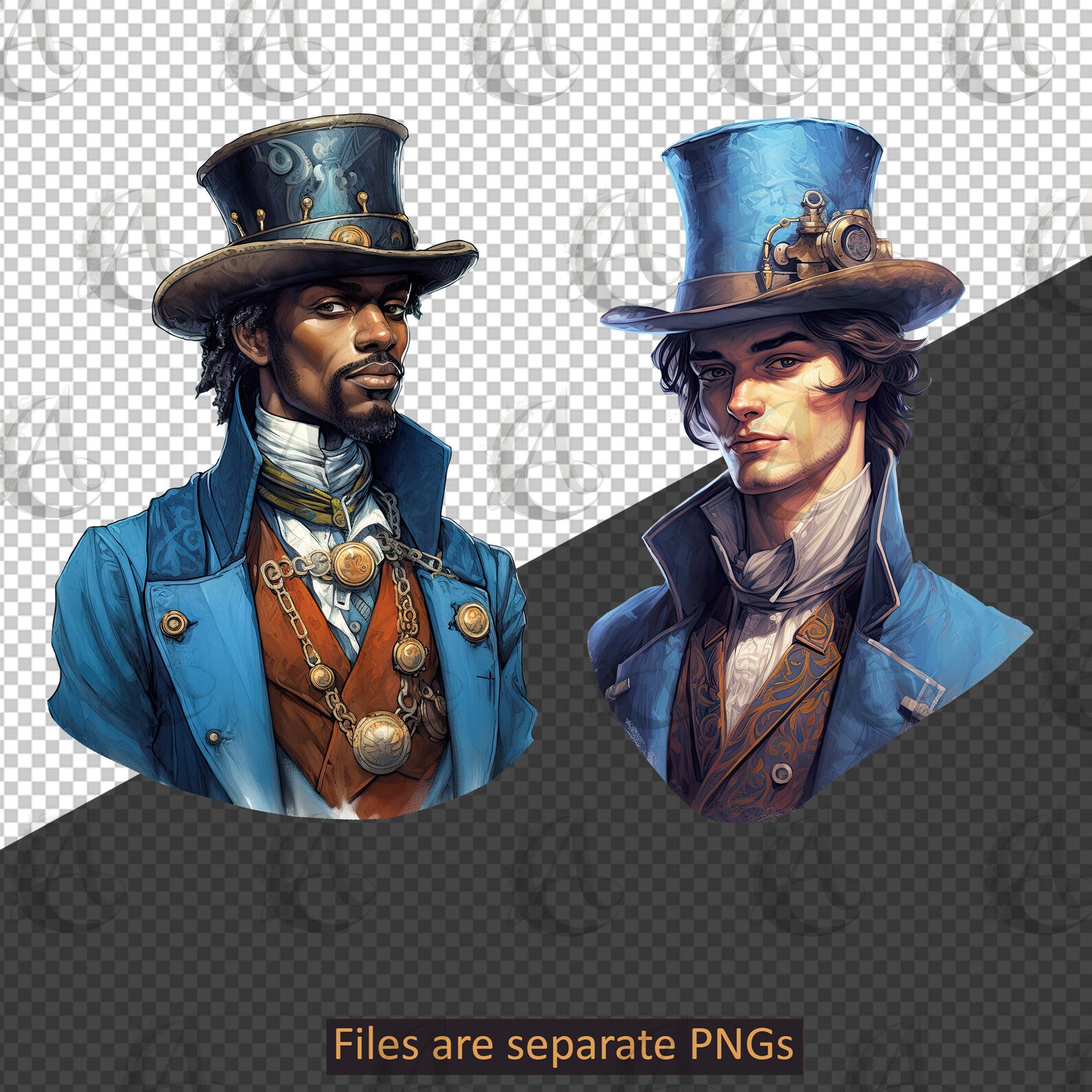 Blue Steampunk Clipart Set No.2 - Transparent PNG Instant Download ...