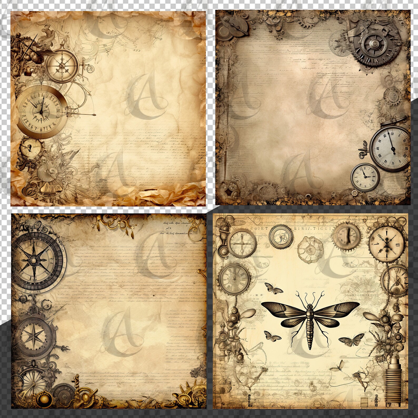 Vintage Style Steampunk Old Paper Distressed Background - JPEG Instant ...