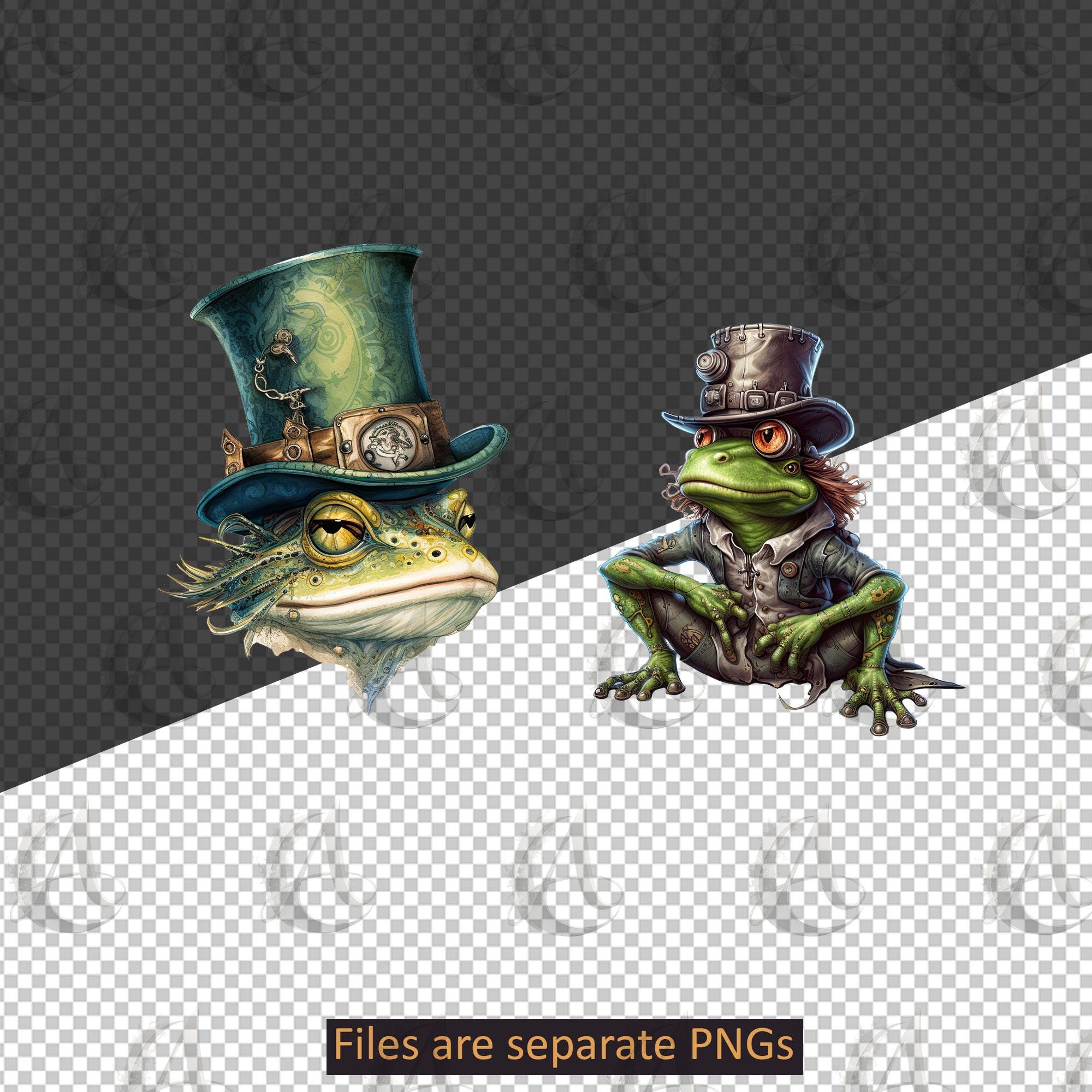 Classic Steampunk Frogs Clipart Set - PNG Instant Download Commercial ...