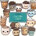 Kawaii Cute Cartoon Coffee Clipart Stickers Set - PNG Instant Download ...