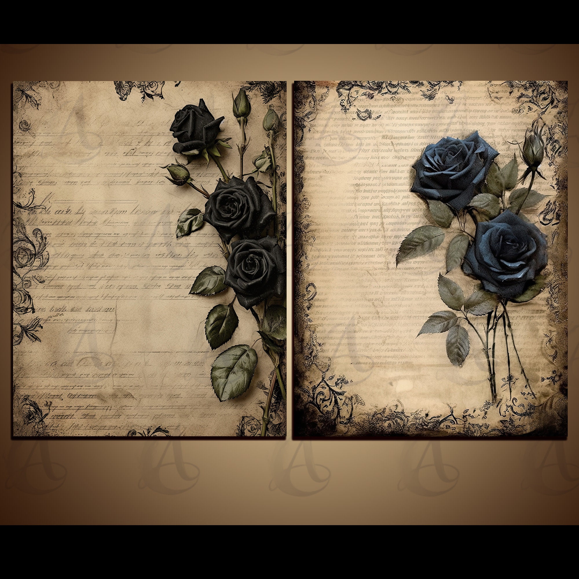 Gothic Vintage Style Old Paper Letter 8.5x11 Vertical - JPG Instant ...