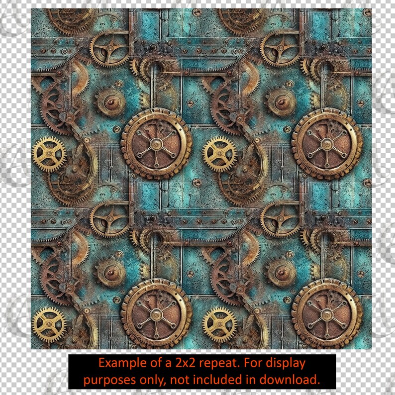 Seamless Steampunk Mechanical Pattern Vintage Tones Backgrounds 12x12 ...