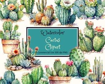 Cactus Art, Watercolor Cactus Clipart, Watercolor Cactus, Cactus ...