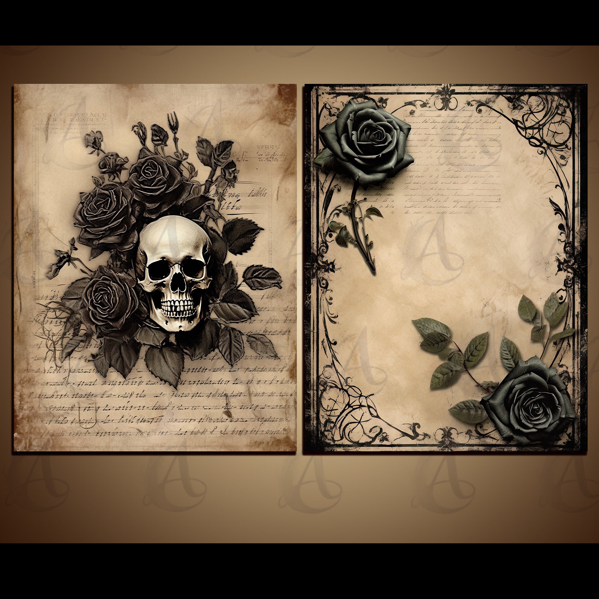 Gothic Vintage Style Old Paper Letter 8.5x11 Vertical - JPG Instant ...