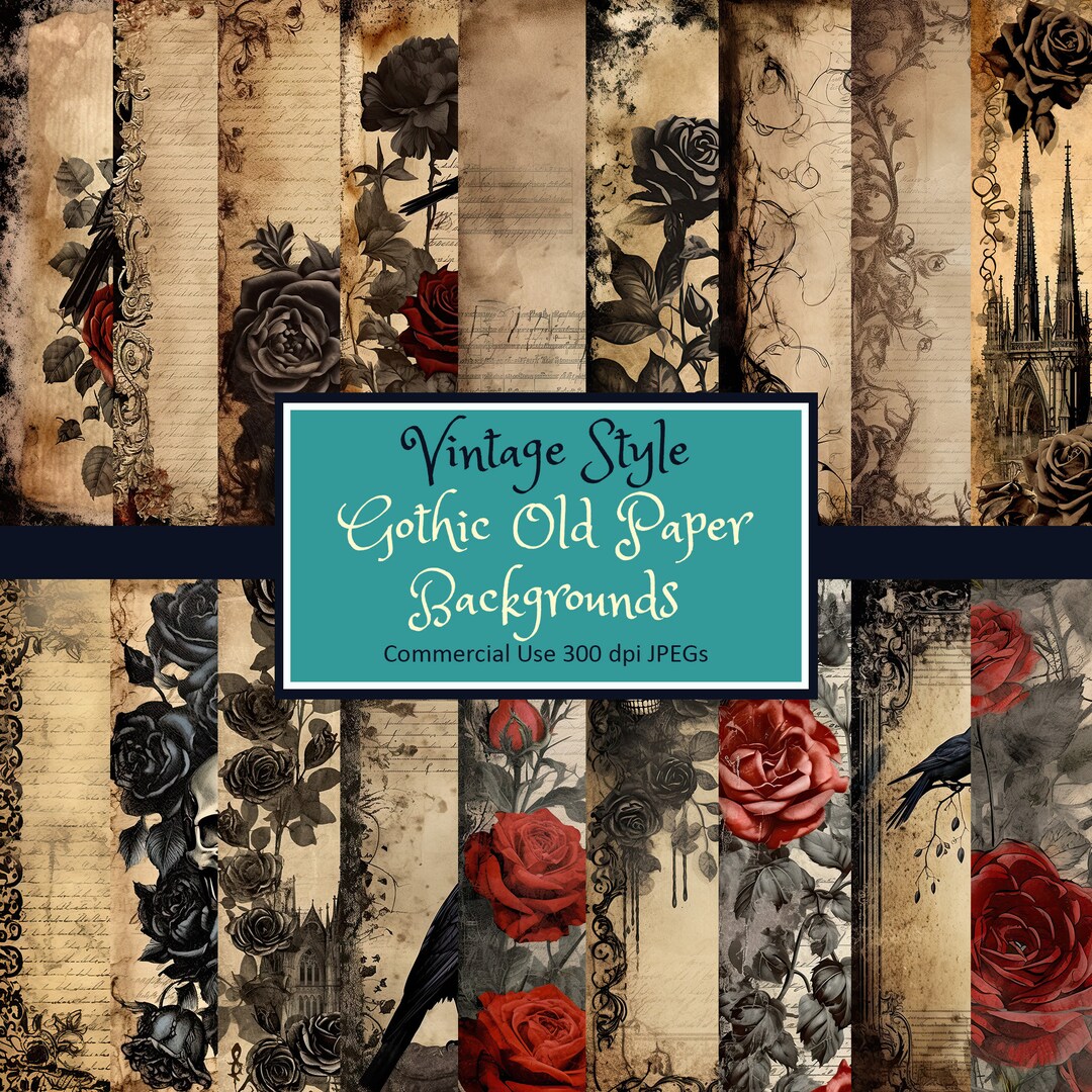 Gothic Vintage Style Old Paper 12x12 - JPG Instant Download Commercial ...