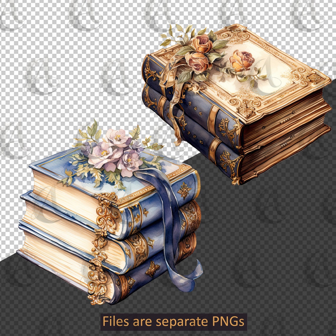 Victorian Books and Reading Romantic Clipart Set PNG Transparent ...