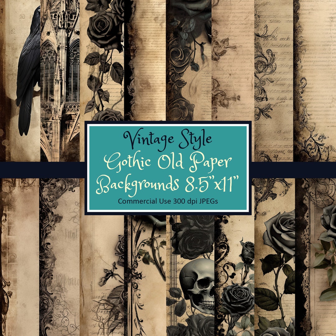 Gothic Vintage Style Old Paper Letter 8.5x11 Vertical - JPG Instant ...