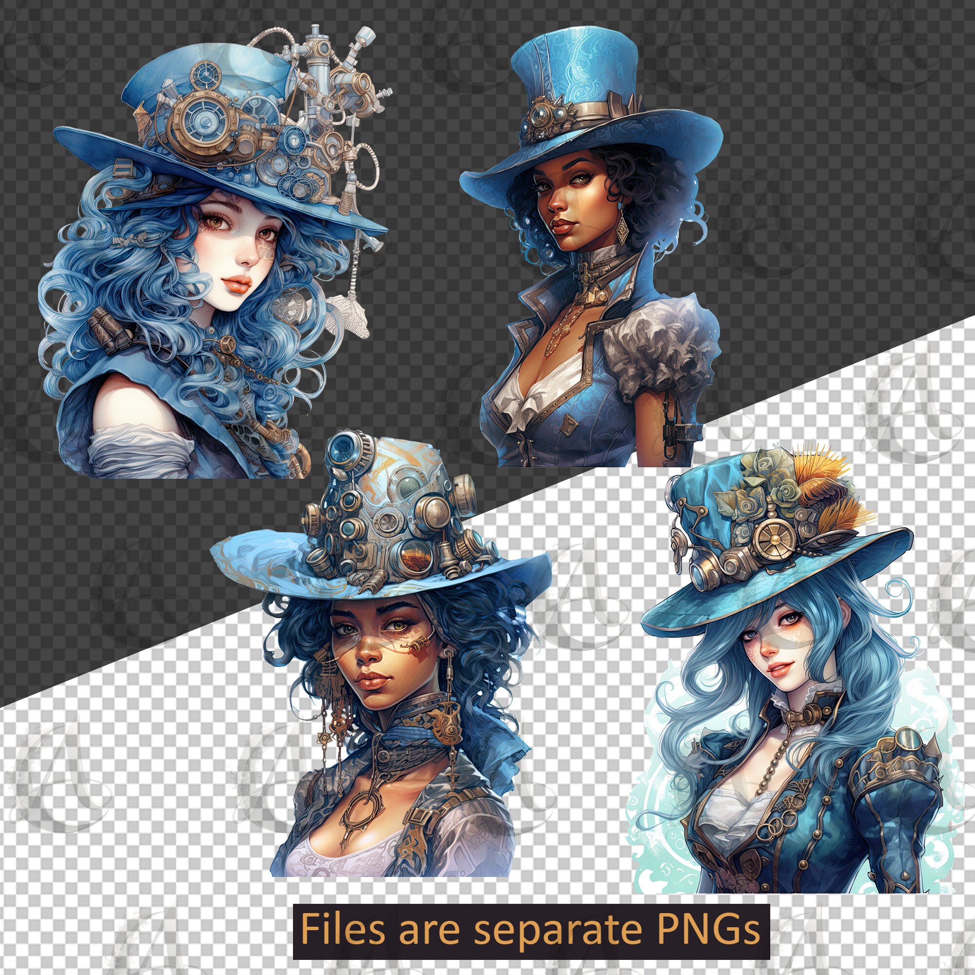 Blue Steampunk Clipart Set - PNG Instant Download Commercial Use - Etsy