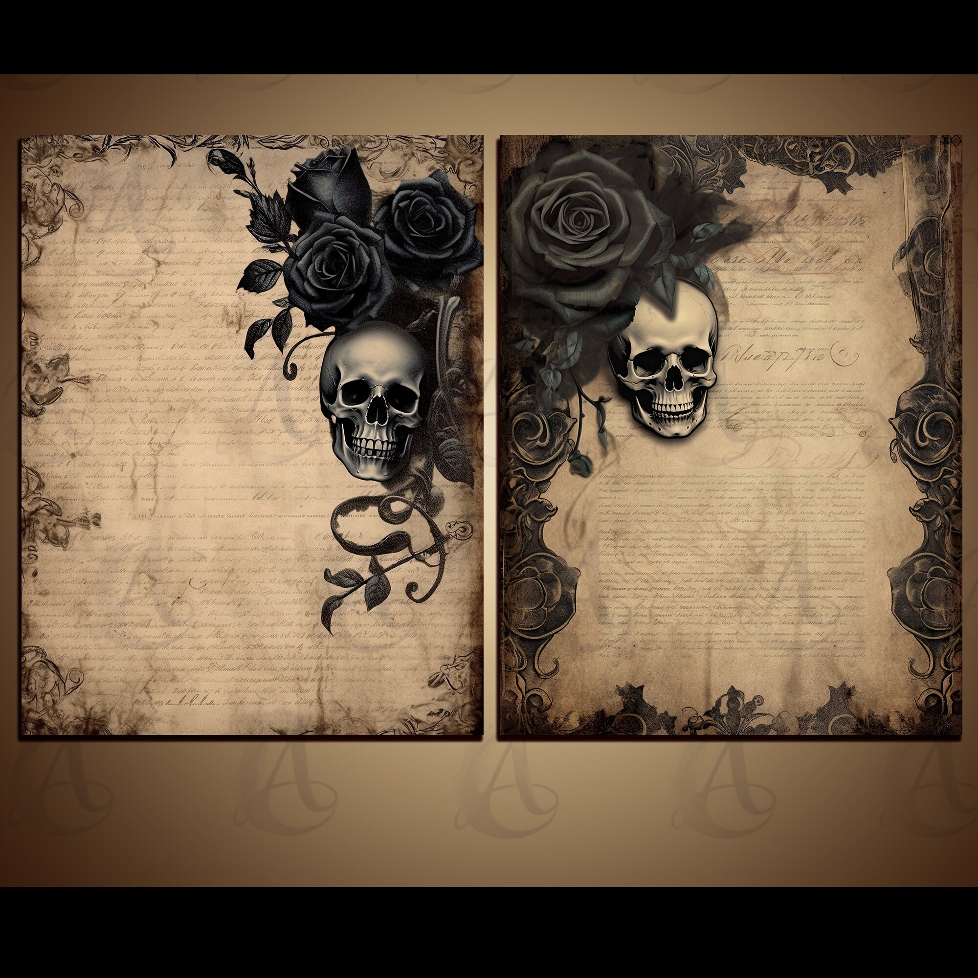Gothic Vintage Style Old Paper Letter 8.5x11 Vertical - JPG Instant ...