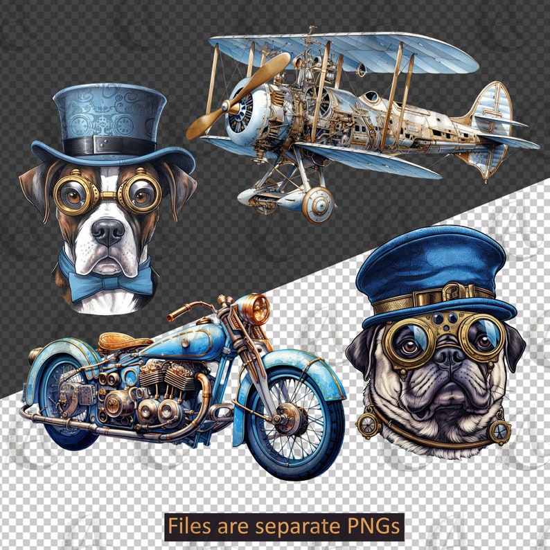 Blue Steampunk Clipart Set No.2 Transparent PNG Instant Download ...