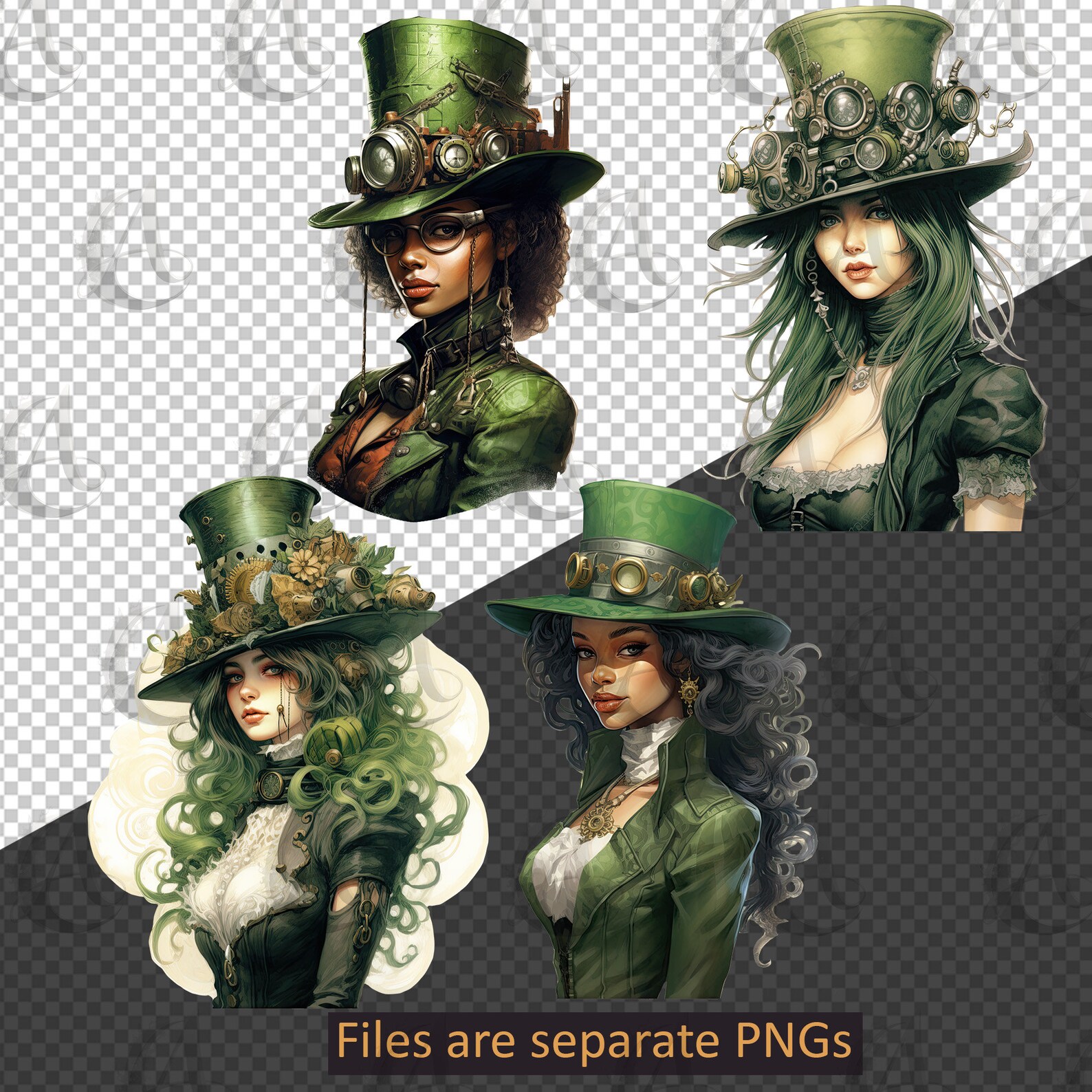Green Steampunk Clipart Set - PNG Instant Download Commercial Use - Etsy