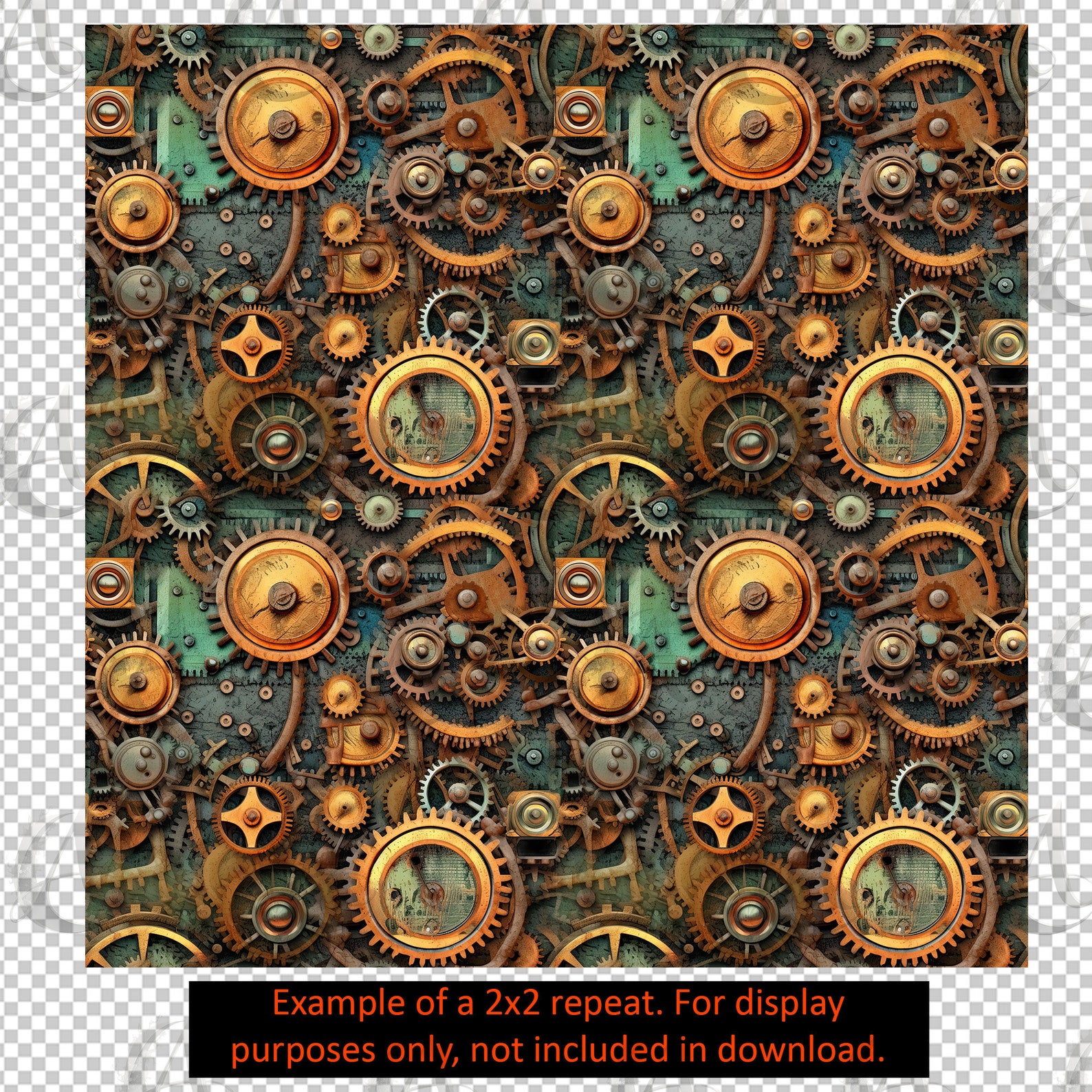 Seamless Steampunk Mechanical Pattern Vintage Tones Backgrounds 12x12 ...