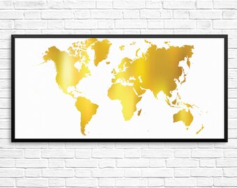 Gold Foil World Map - Etsy