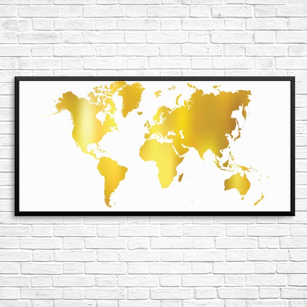 Gold Foil World Map - Etsy