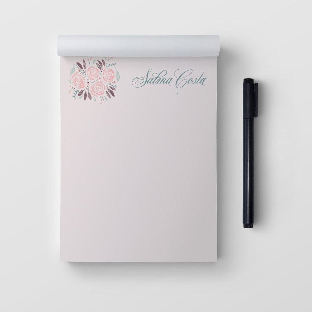 Floral Notepad / Watercolor Flowers / Personalized Notepad / - Etsy