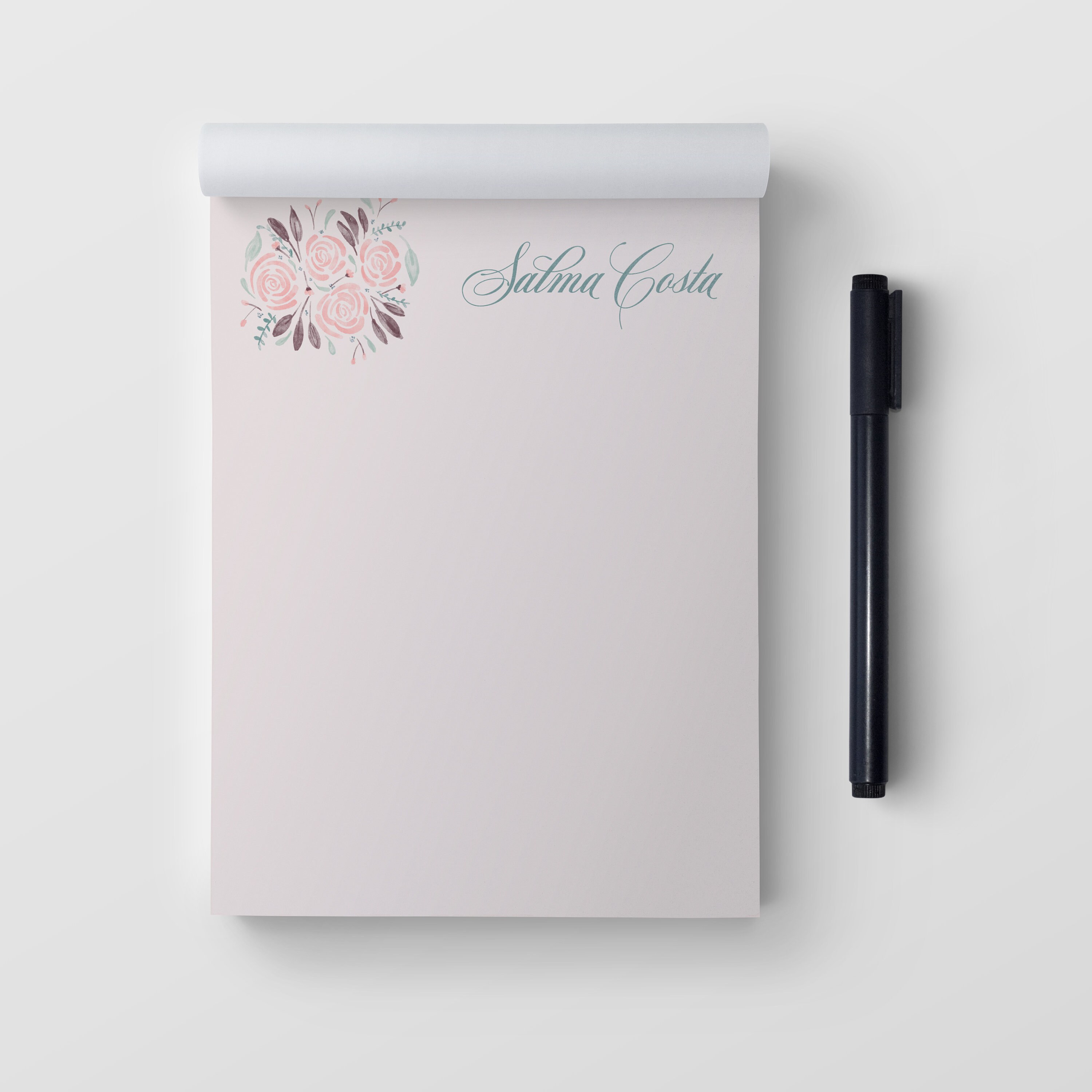 Floral Notepad / Watercolor Flowers / Personalized Notepad / - Etsy