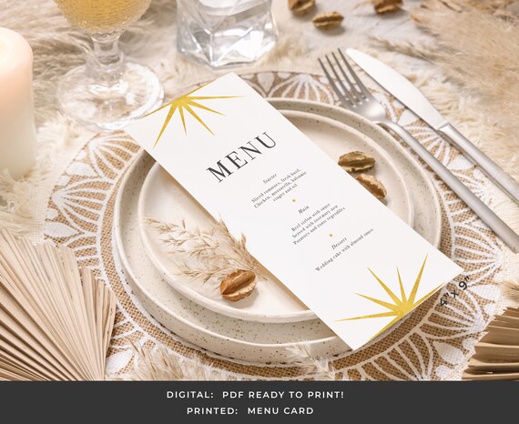 Celestial Menu Template / Gold Star / Menu Printable Card / - Etsy