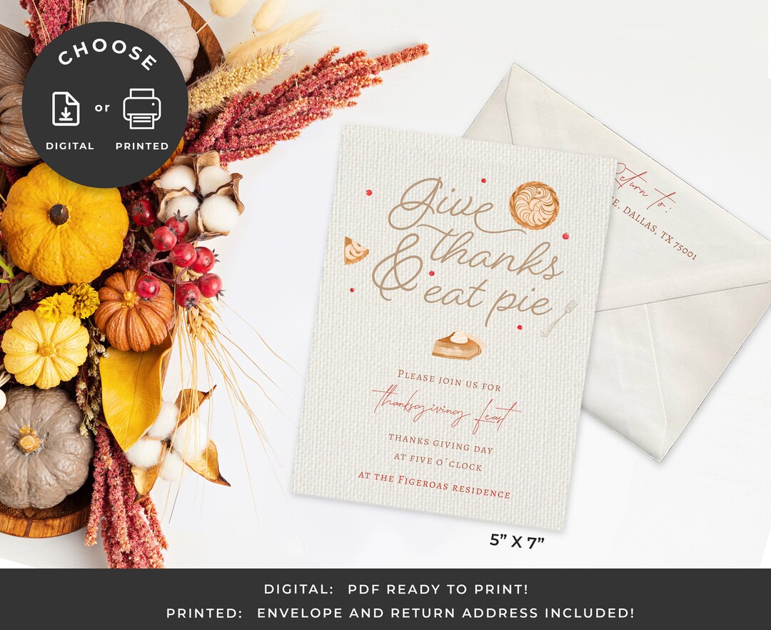 Give Thanks Editable Thanksgiving Card / Personalized Thanksgiving Card ...