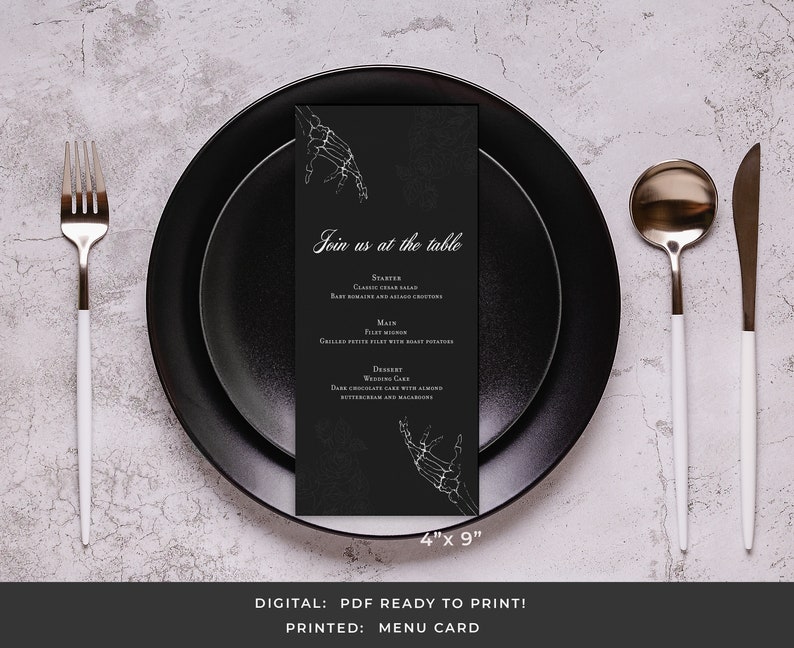 Gothic Menu / Menu Wedding / Dinner / Menu / Printable Menus / - Etsy