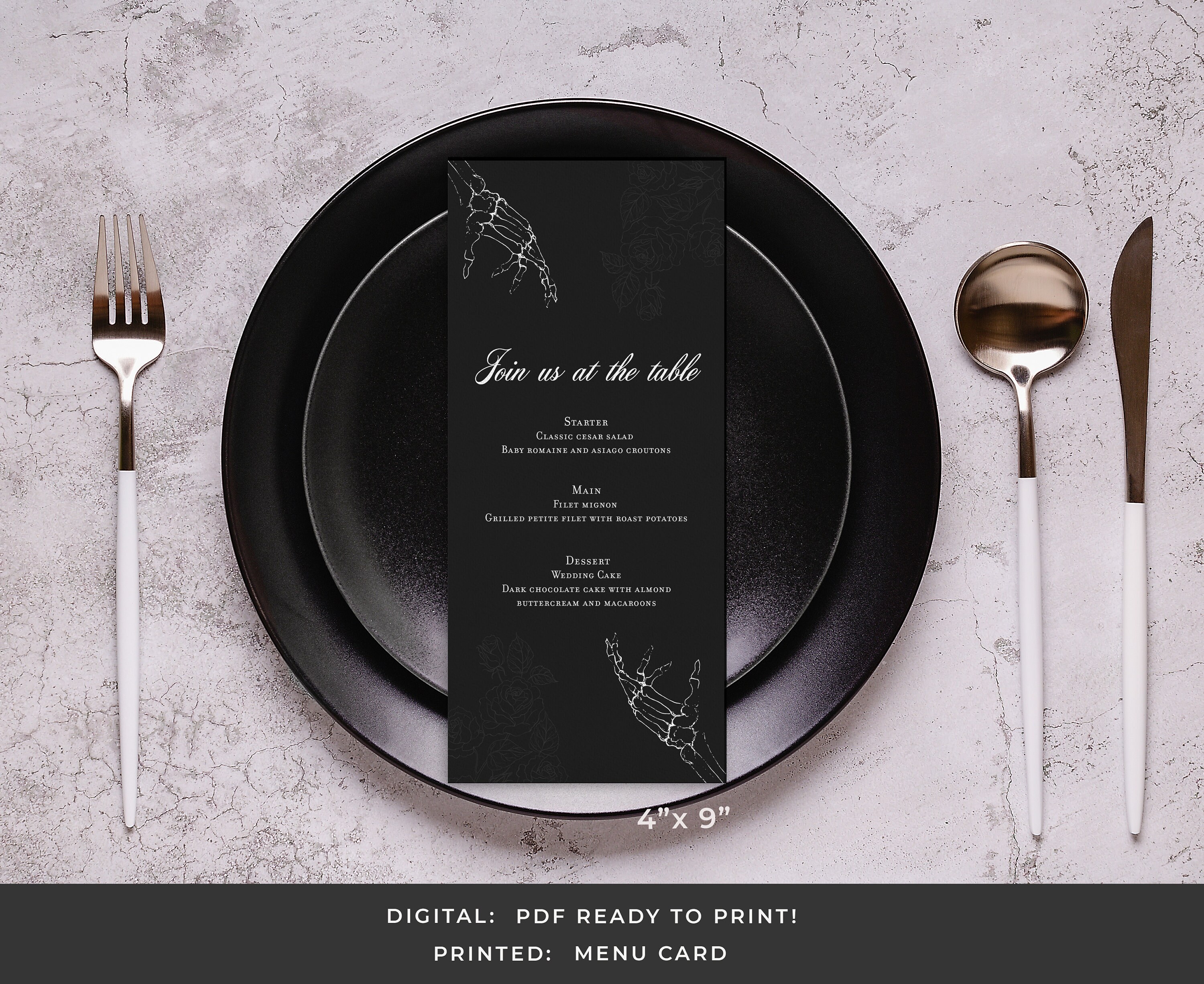 Gothic Menu / Menu Wedding / Dinner / Menu / Printable Menus / - Etsy